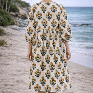 Floral Block Print Cotton Dress, Bohemian Midi Mini Dress - Etsy