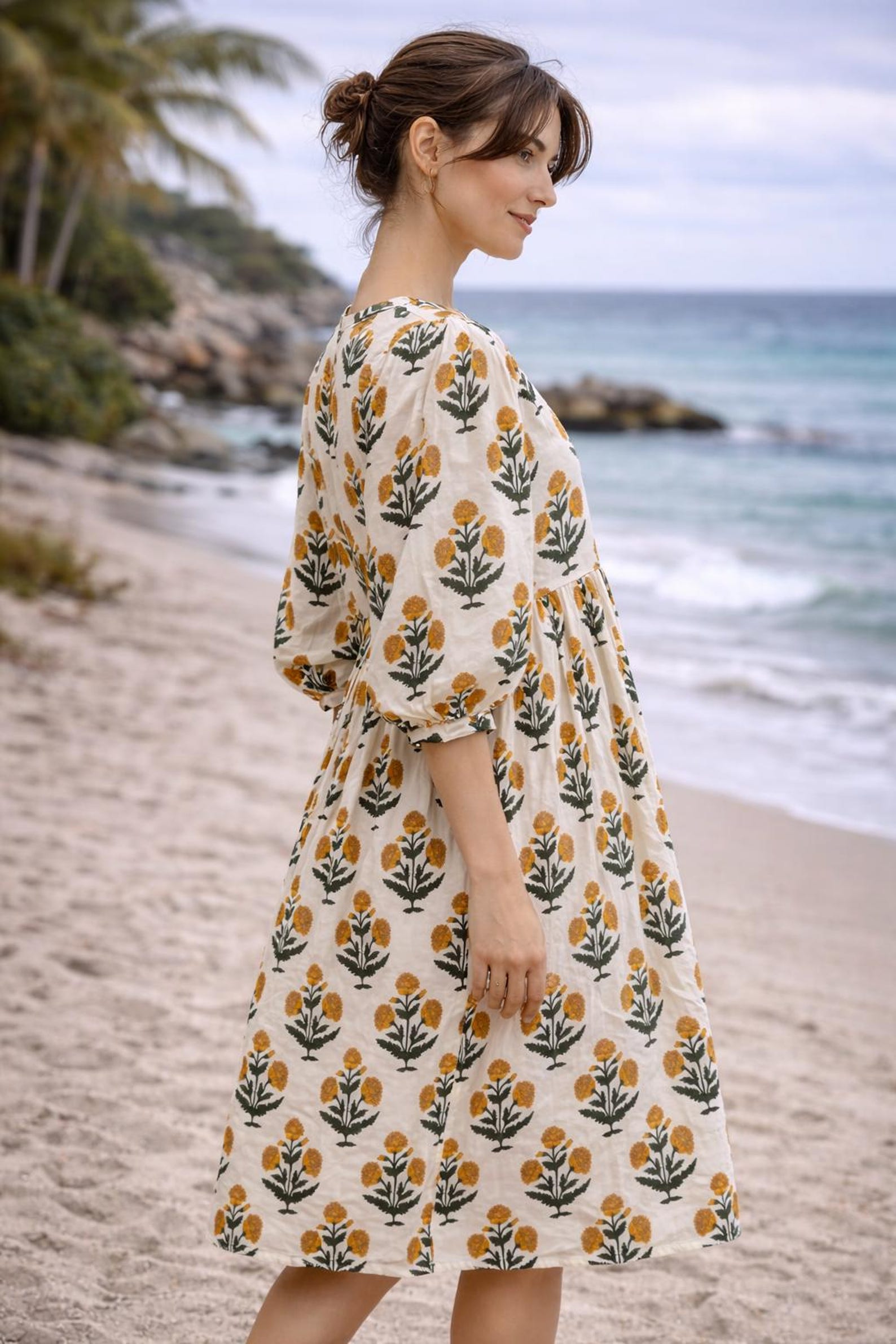 Floral Block Print Cotton Dress, Bohemian Midi Mini Dress - Etsy