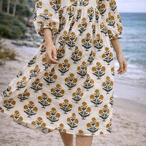 Floral Block Print Cotton Dress, Bohemian Midi Mini Dress - Etsy