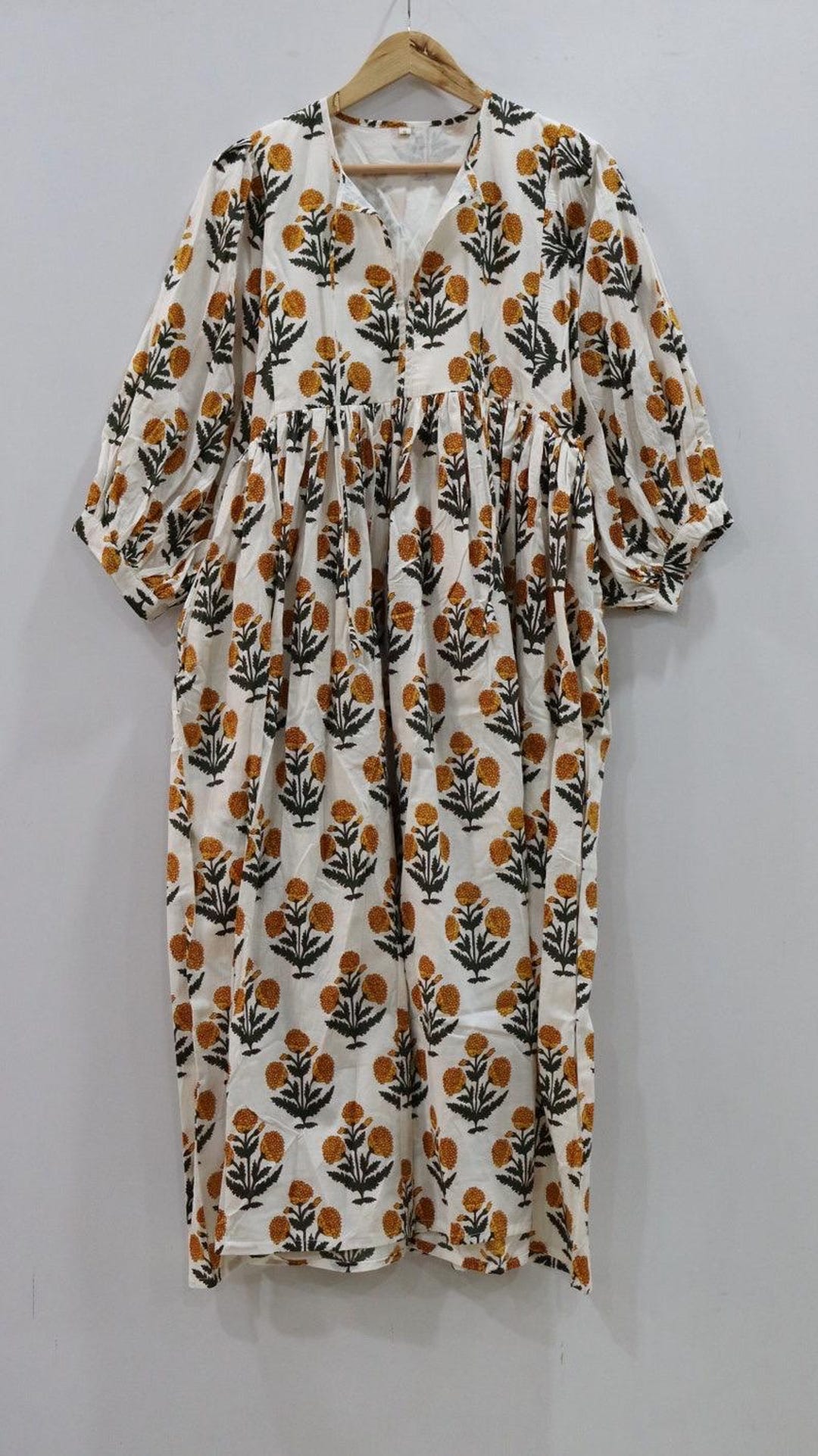 Block Print Midi Dress, Mini Dress, Floral Print Long Block Print Dress ...