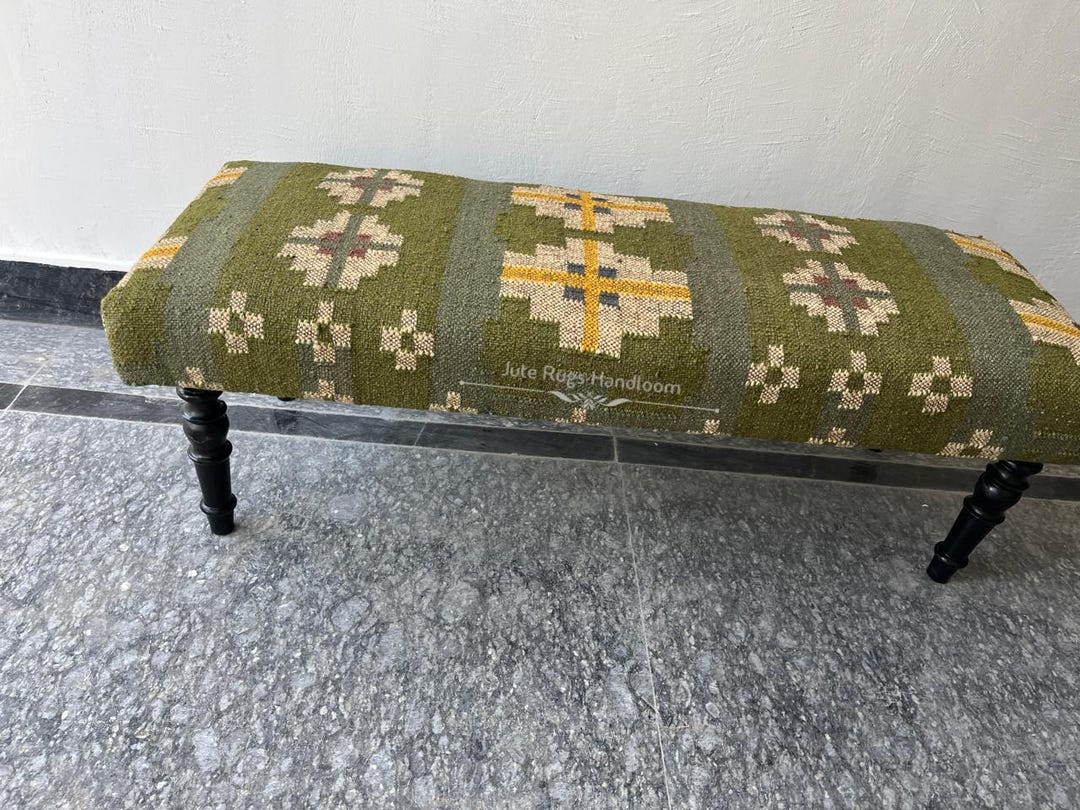 Upholstered Bench, Turkish Vintage Rug Bench, Kilim Bench, Home Decor ...