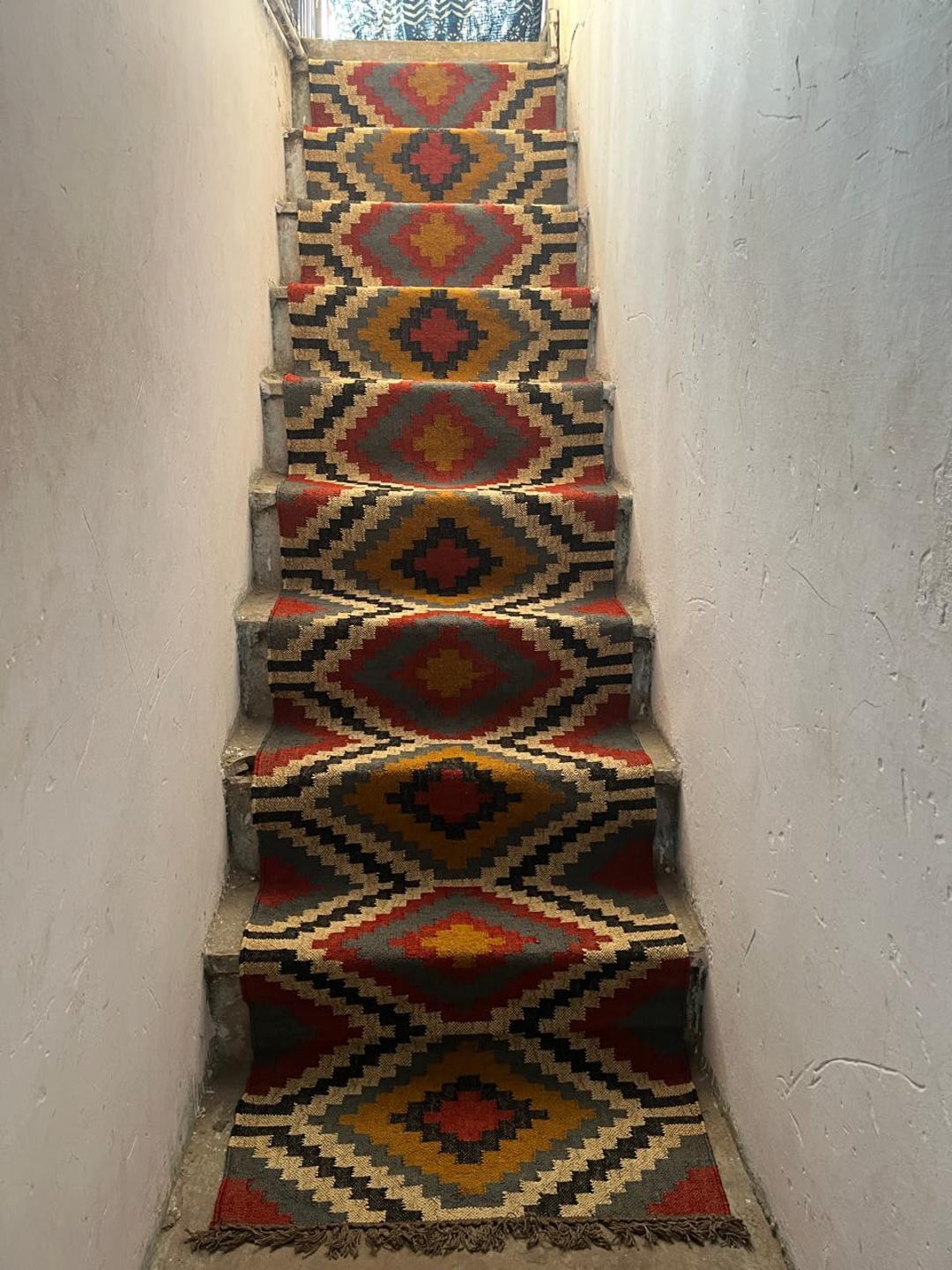 2x20 Feet Kilim Stair Runner - Hand Woven Vintage Aztec Motif Style ...