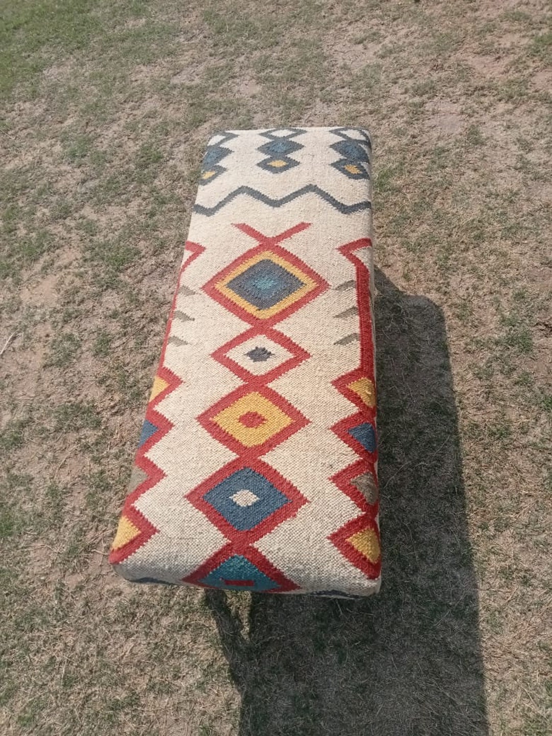 Kilim Rug Bench, Handmade Furniture and Wool Jute Febric Bench, Rug ...