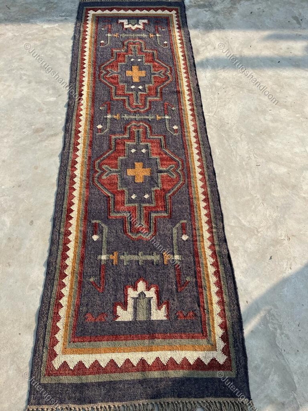 Aztec Runner, 2.6x10 Flatweave, Hall Way Rug, Boho Kilim, Floor Area ...