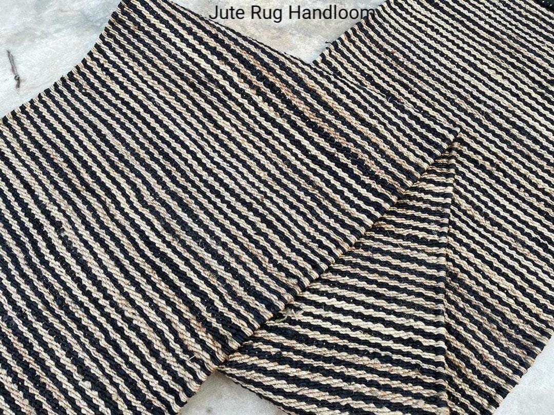 Natural and Black Striped Jute Runner, Finest High Quality Hemp Runner ...