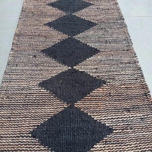 Handwoven Jute Runner Rug, Diamond Pattern Jute Stair Runner, Stair ...