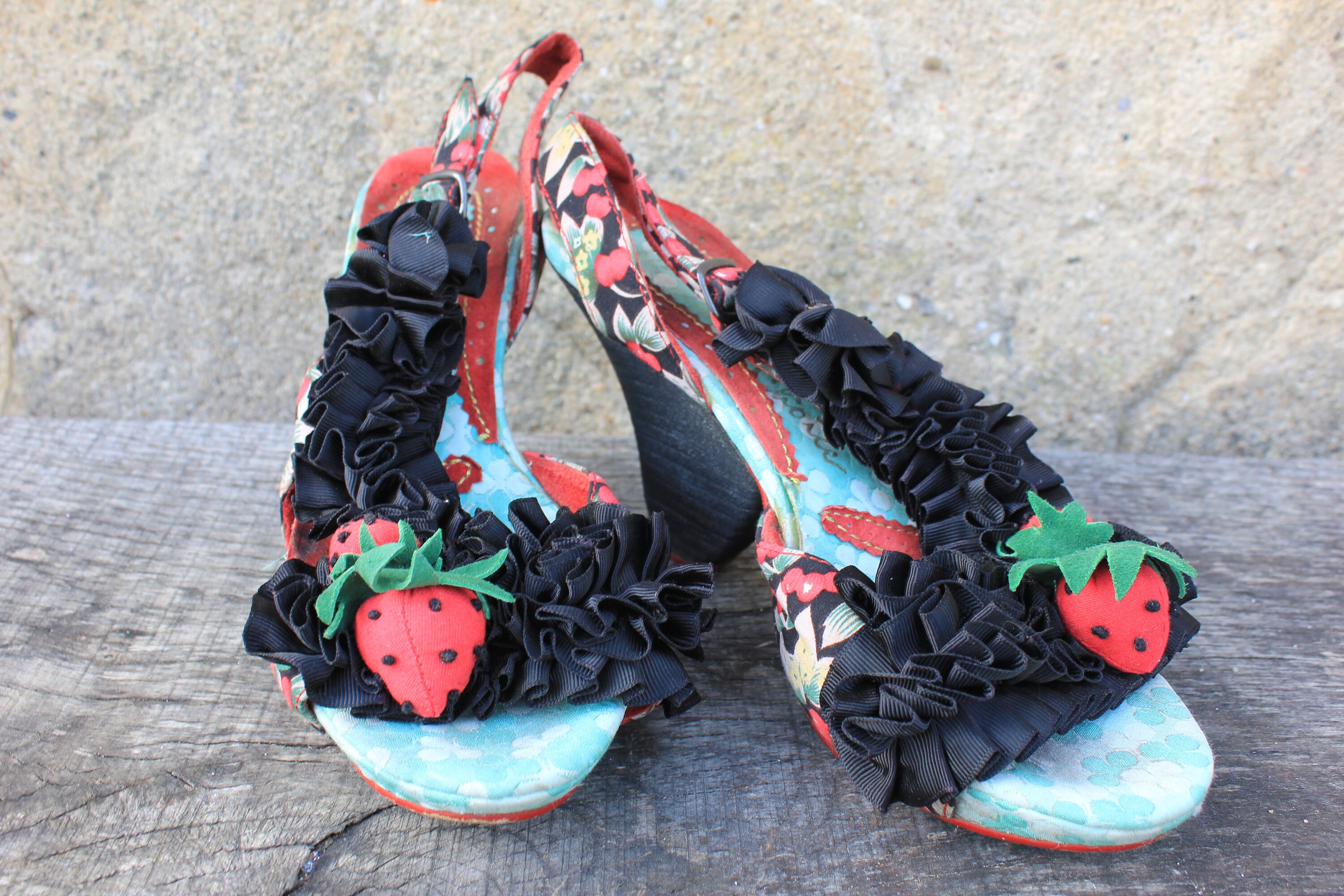 Irregular Choice Raspberry Ripples Used Kitsch Retro Slingback Sandals ...