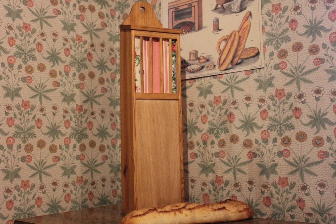 Vintage French Tall Wooden Baguette Box Huche à Pain, Hinged Flip Lid ...