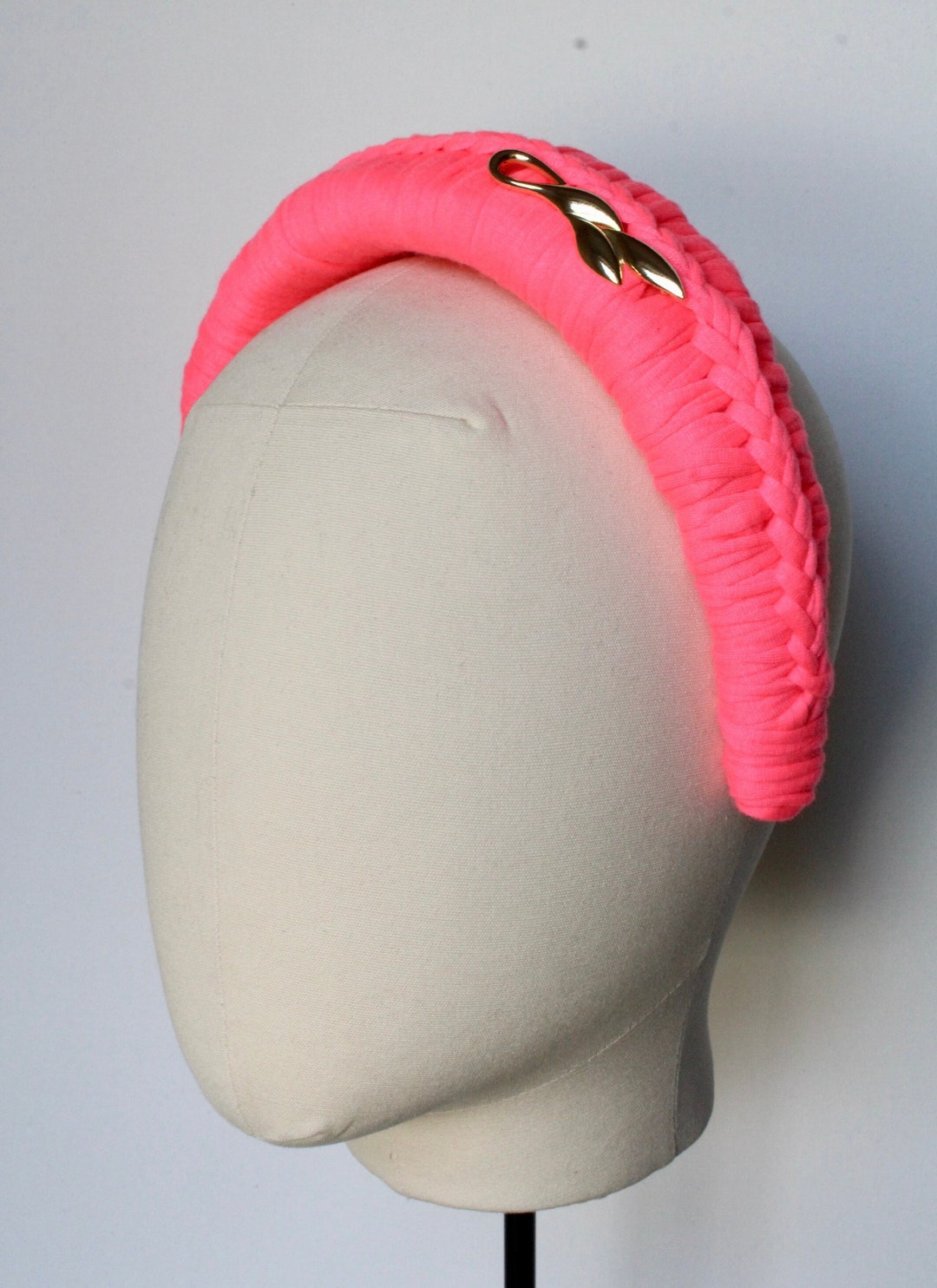 Neon Coral, Dutch Braid on Padded Headband - Etsy