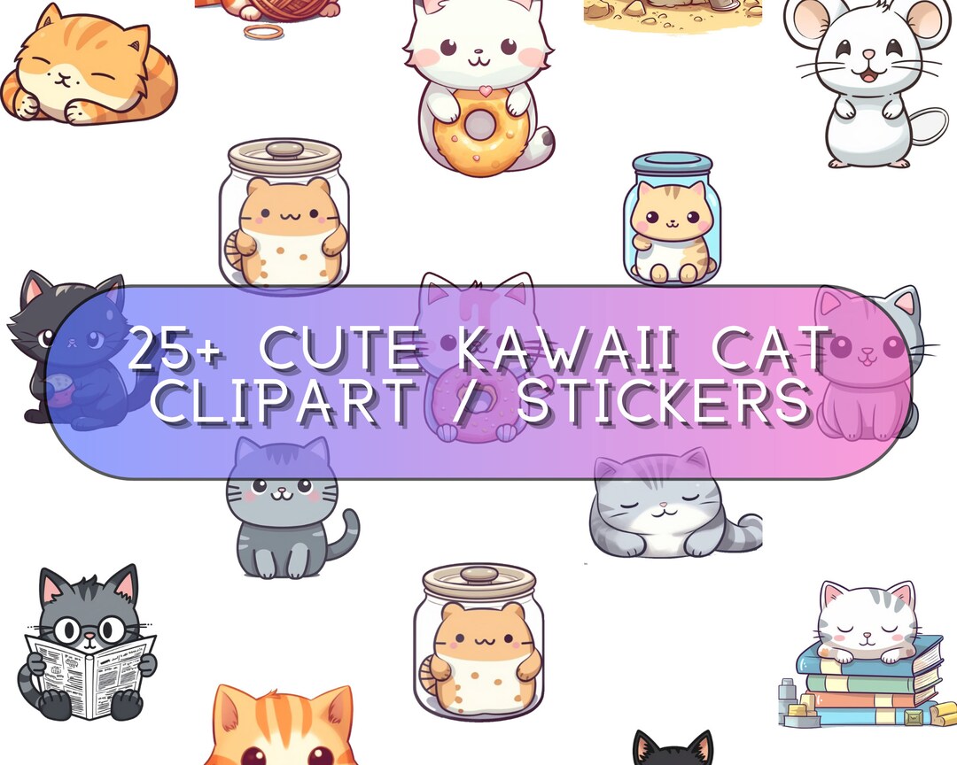 25 Cute Kawaii Cat Clipart Transparent Background PNGS Cute - Etsy ...