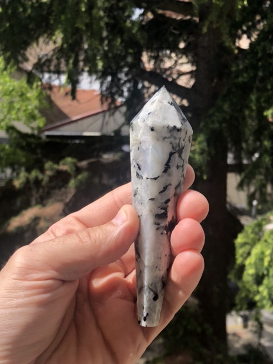 Rainbow Moonstone Point 120g/h128mm/l30mm, Moonstone, Moonstone, Adular ...