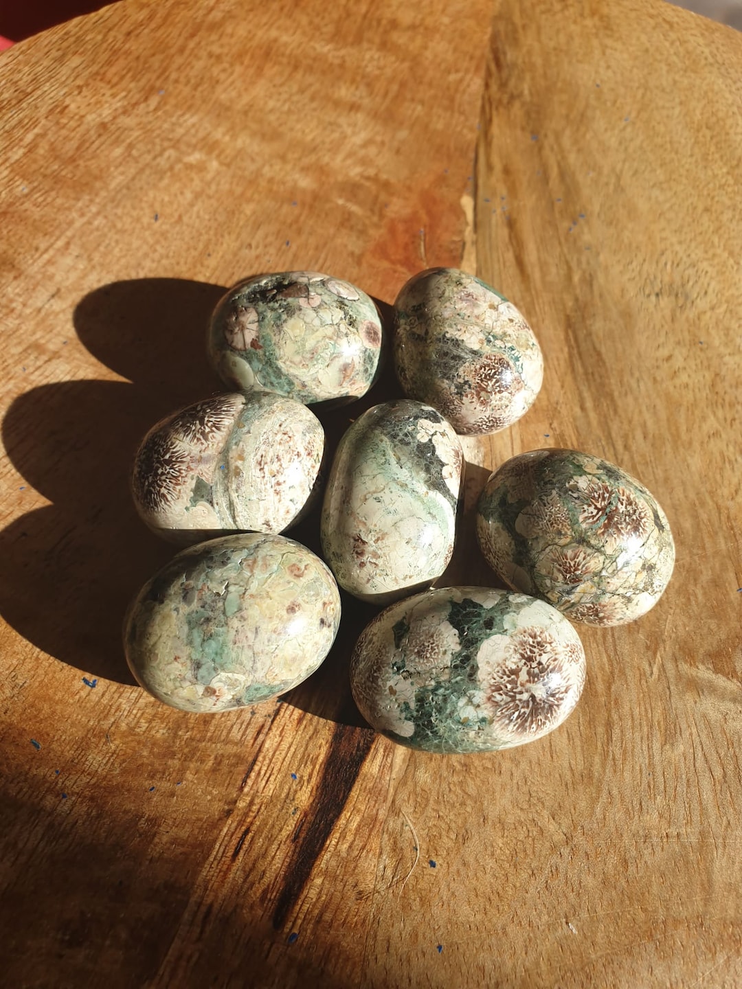 Sakura Jasper Tumbled Stone 16 to 19g, Rhyolite Green Flower Jasper ...