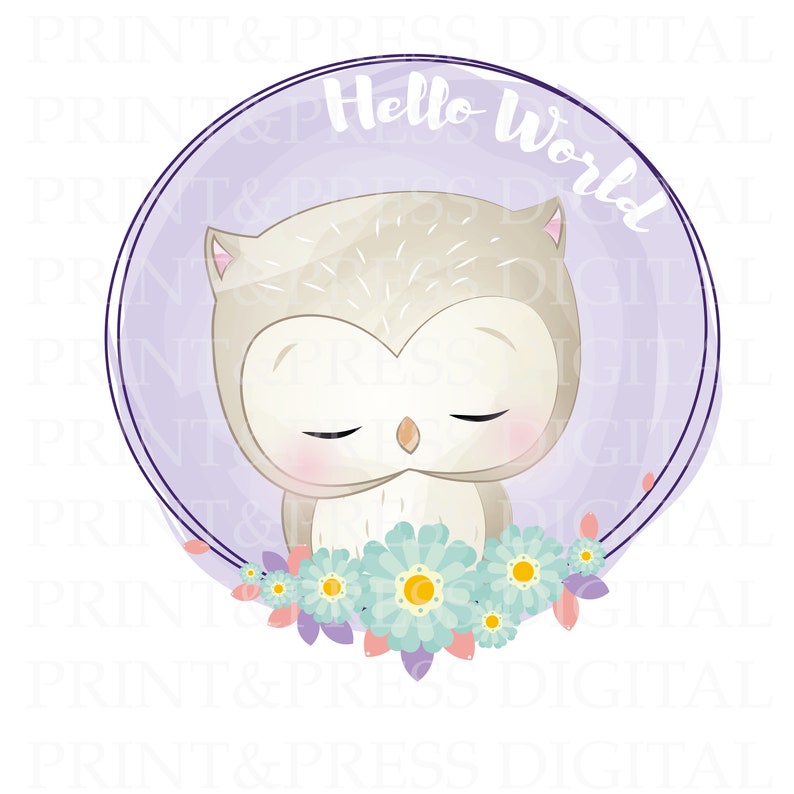 Hello World Owl Clipart, Owl PNG, Digital Download, Owlbaby Vest, Cute ...