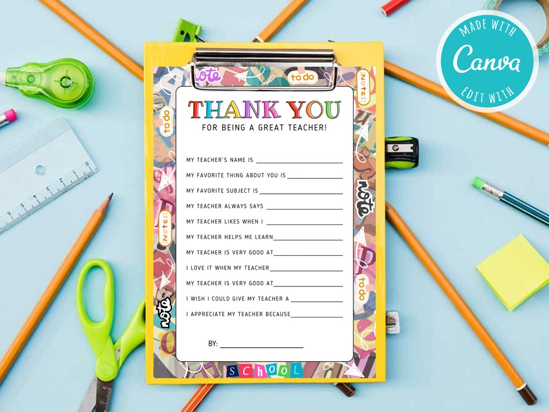 Teacher Appreciation Printable, Teacher Thank You, Instant Download ...