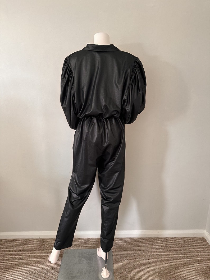 80s Vintage Leather Look Jumpsuit Size UK 14 - Etsy