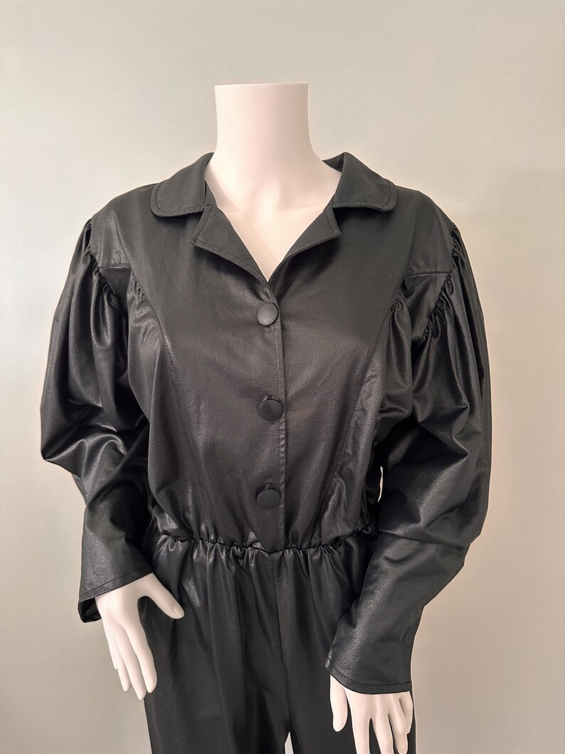 80s Vintage Leather Look Jumpsuit Size UK 14 - Etsy