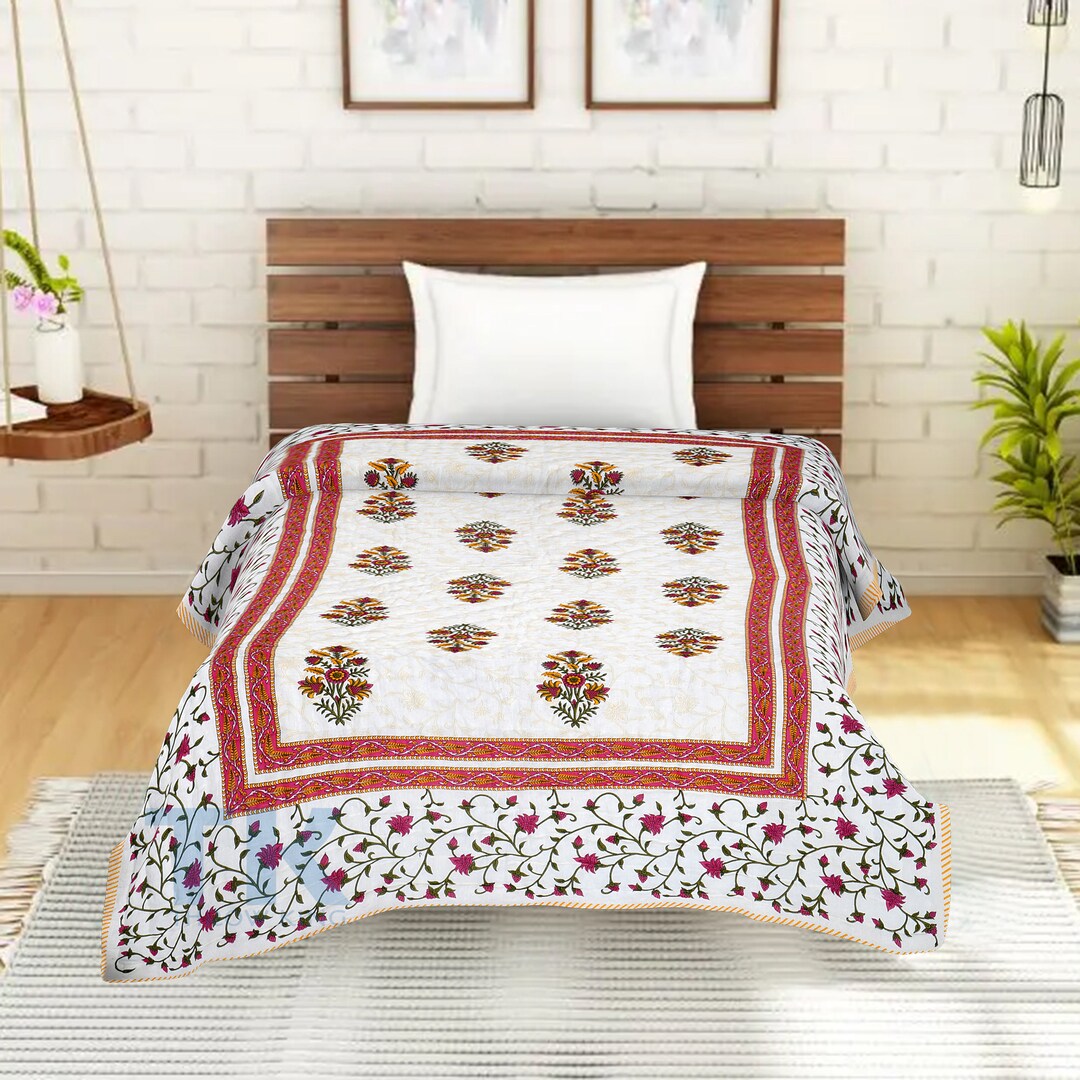 Rajasthani Traditional Hand Made Floral Desing Single/king Size Pure ...