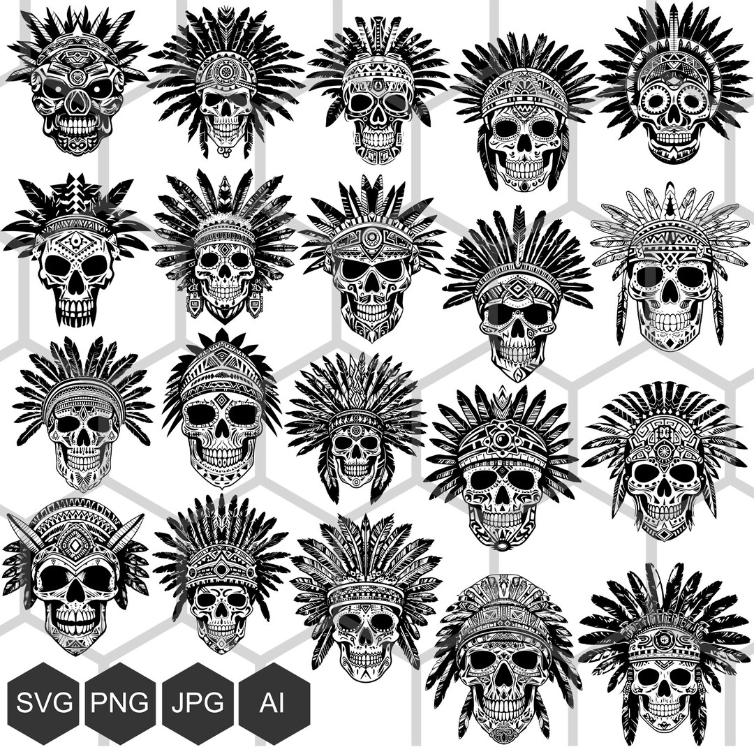 Unique Aztec Skull Svgs: Shop Now for Digital Images of Aztec Skulls to ...