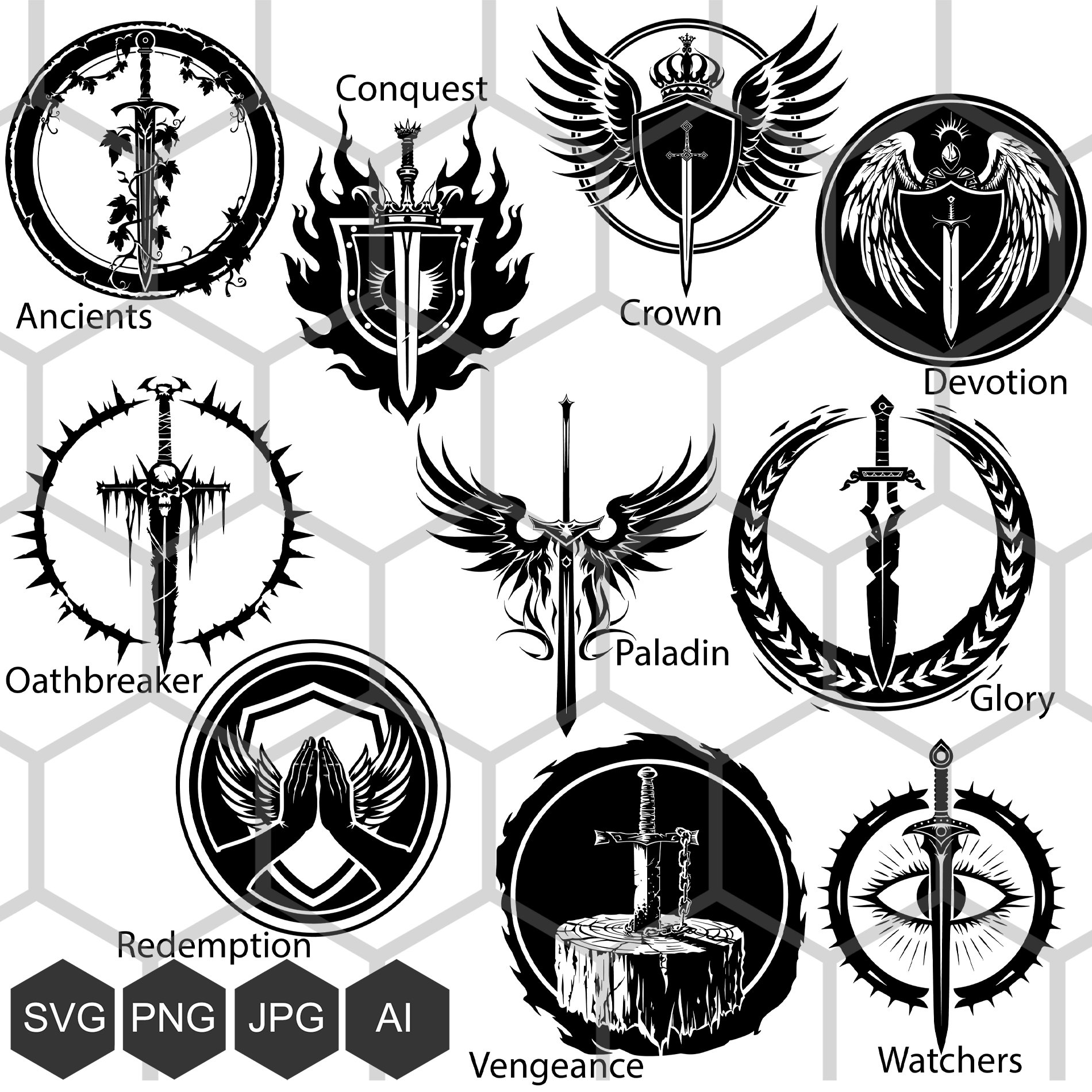 Paladin Logos: Dungeons and Dragons Subclasses SVG PNG (digital ...
