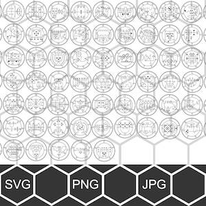 All 72 Seals of Solomon, Demon Seals Svg, Vector Cut File Svg Occult ...
