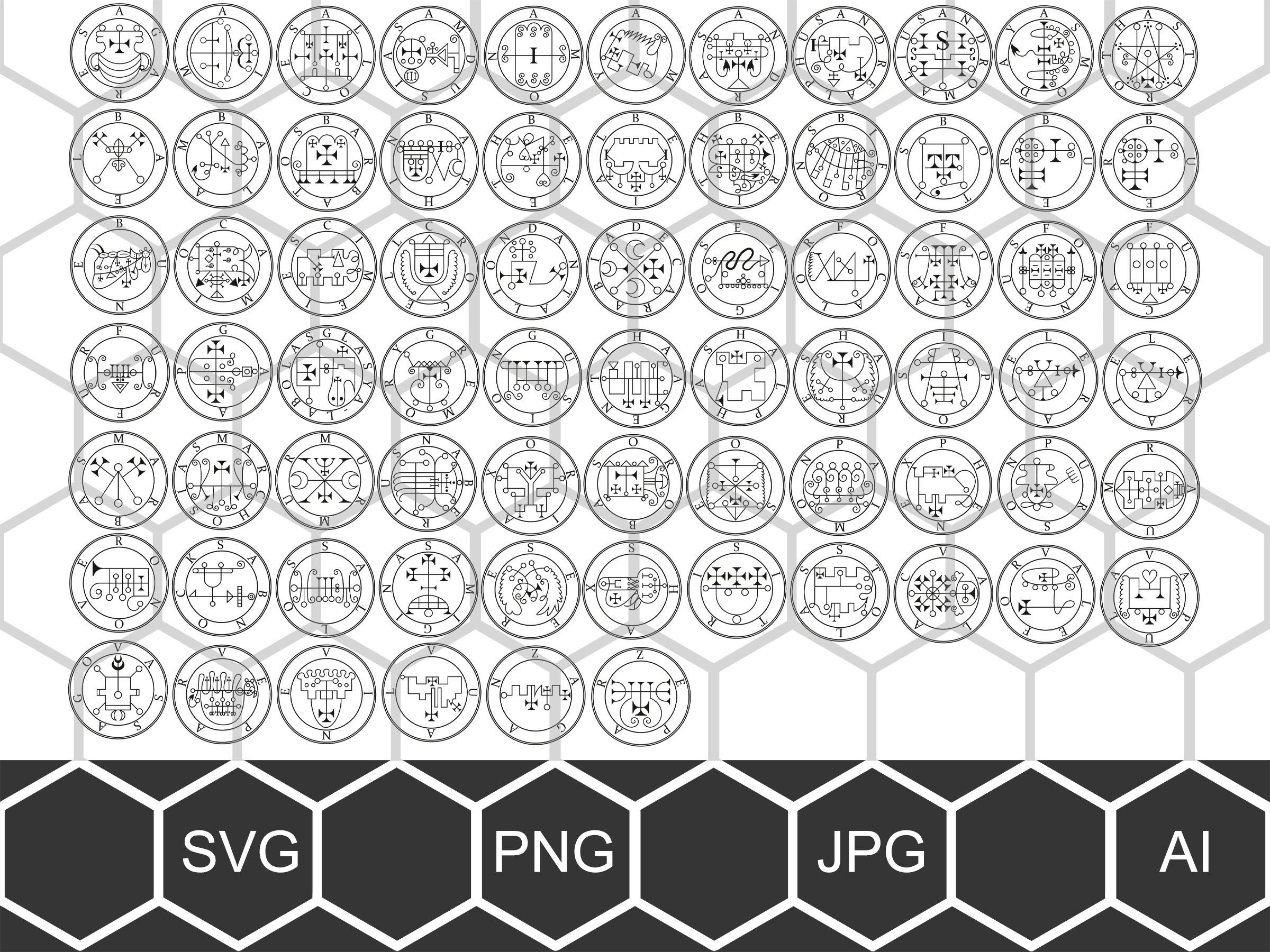 All 72 Seals of Solomon Demon Seals Svg Vector Cut File Svg - Etsy
