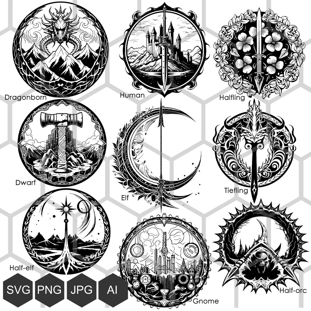 D&D Races Insignias: SVG and PNG Logos - Embrace the Diversity of ...