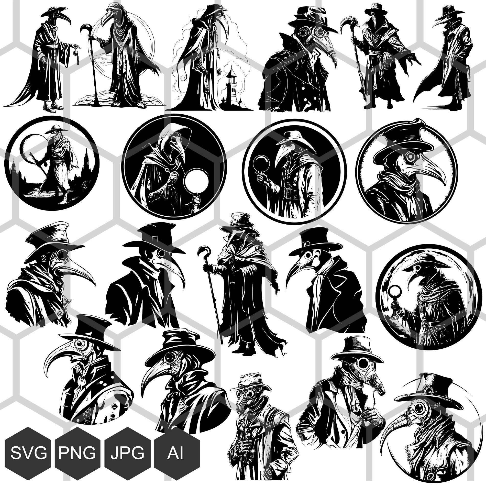 Plague Doctor SVG Images: Gothic Steampunk Designs (digital Download ...