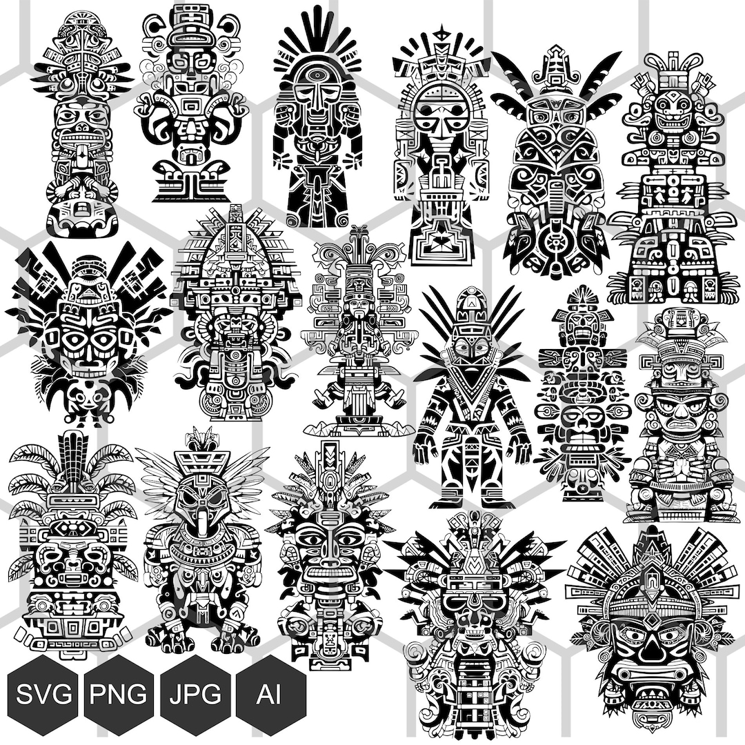 Aztec Totem SVG Bundle: Ancient Art Graphics (digital Download) - Etsy