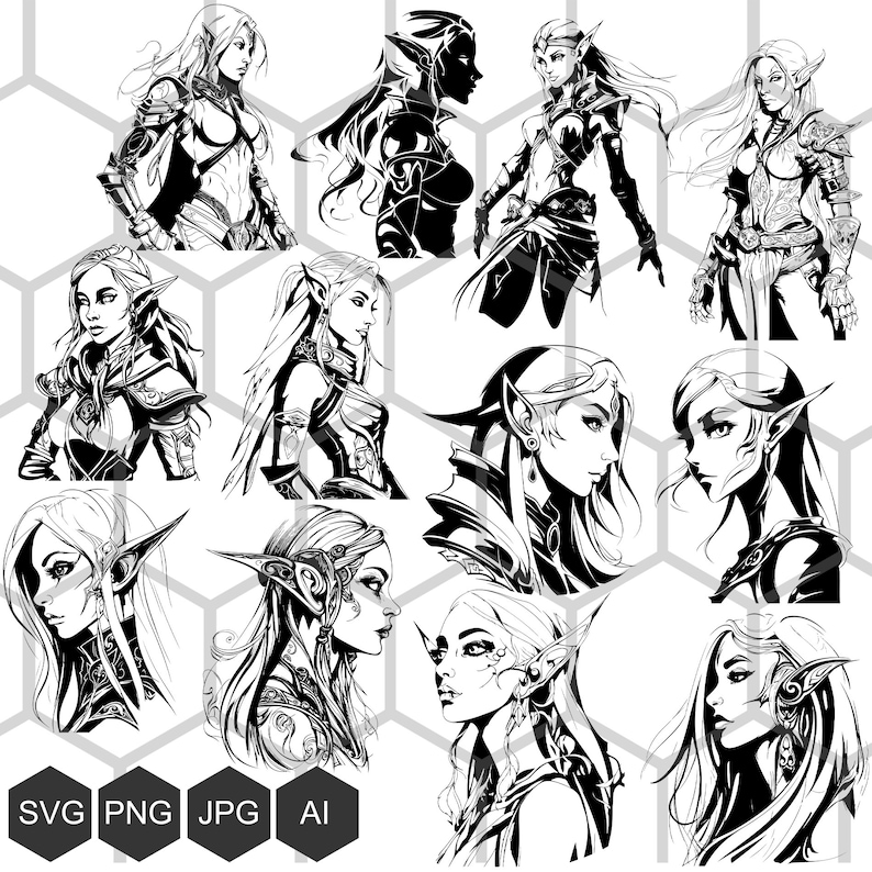 Enchanting Elf Females SVG Bundle: Bring the Magic of Fantasy - Etsy