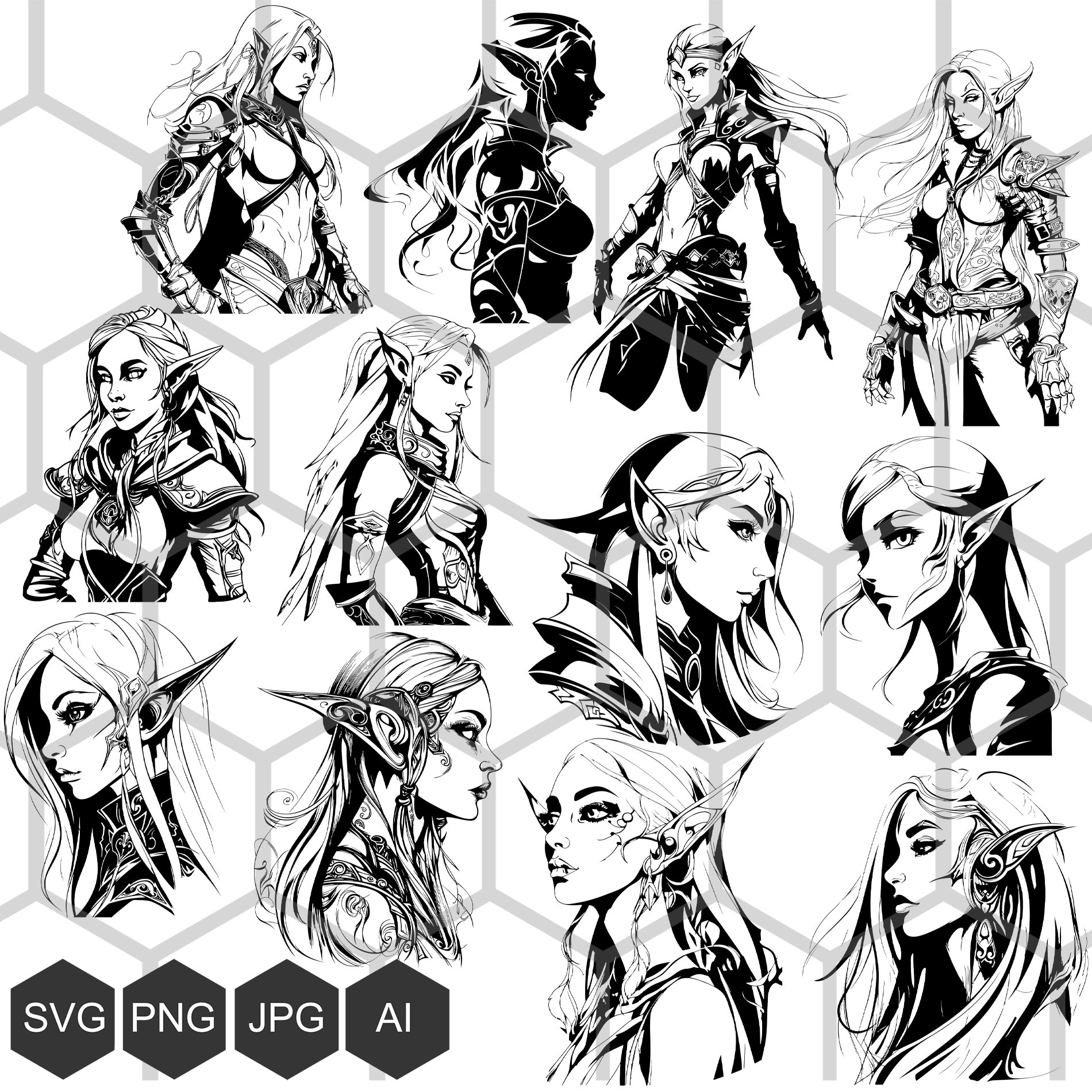 Enchanting Elf Females SVG Bundle: Bring the Magic of Fantasy - Etsy