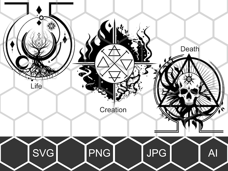 Alchemy Elements SVG Bundle: Life, Death, Creation (digital Files) - Etsy