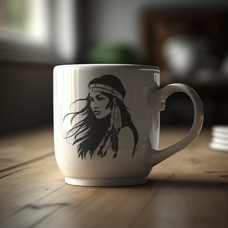 Native American Women SVG PNG Bundle, Indigenous Female Portrait ...