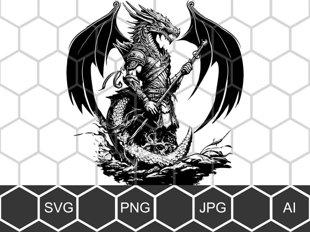 Dragon Warlord, Winged Knight Vector Cut File Svg Png Magic Battle ...