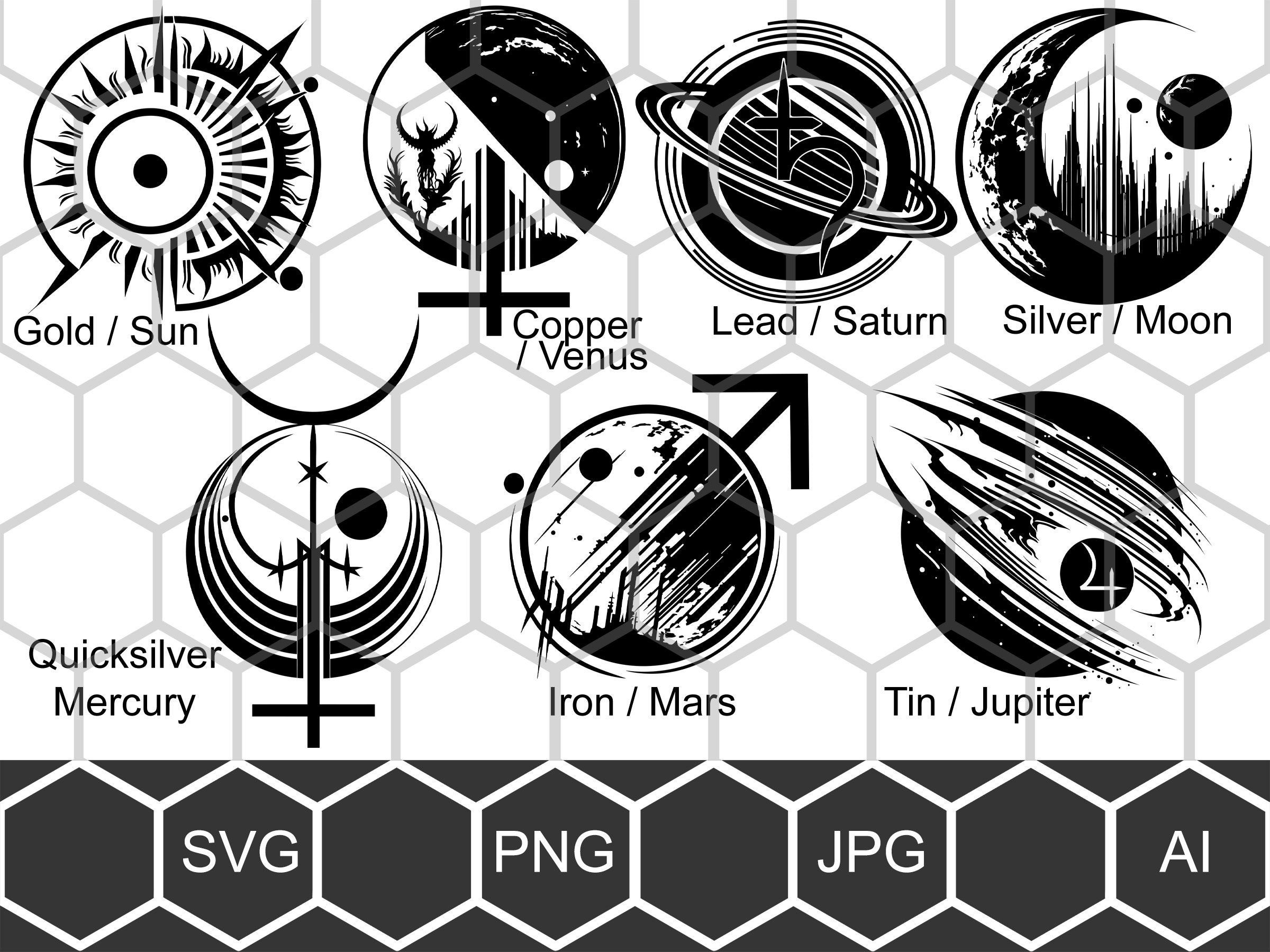 Alchemy Elements Bundle Jupiter Svg Mars Svg Venus Svg - Etsy