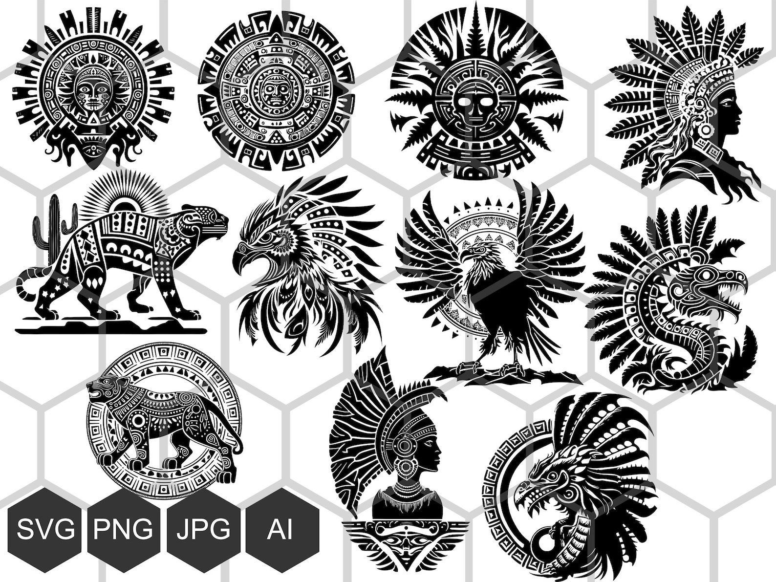 Paquete de símbolos aztecas Huitzilopochtli svg azteca svg - Etsy México