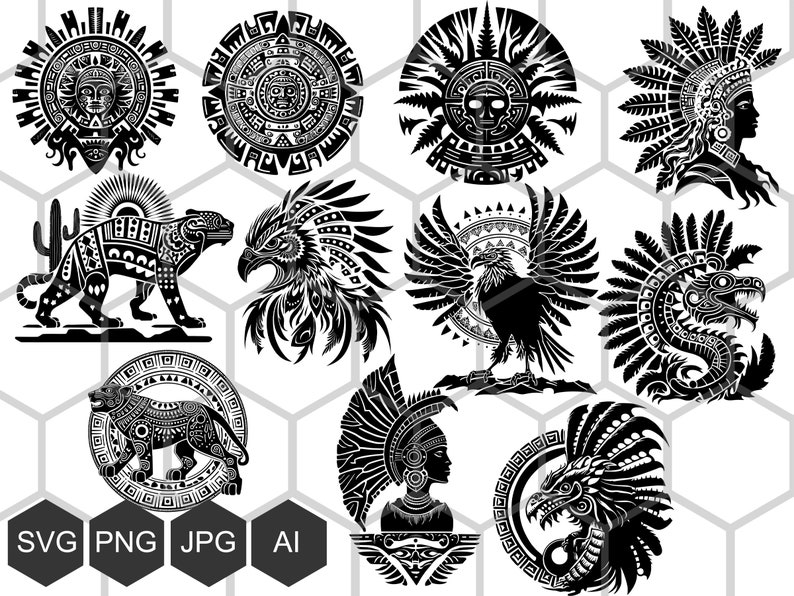 Aztec Symbols Bundle Huitzilopochtli Svg Aztec Svg - Etsy