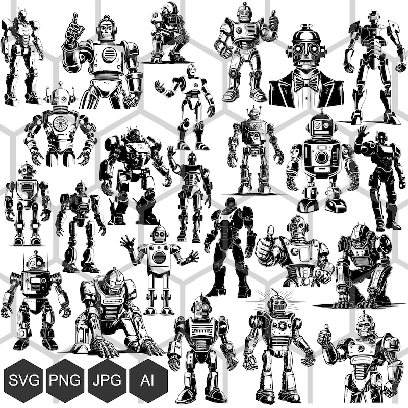 Robot Svg - Etsy