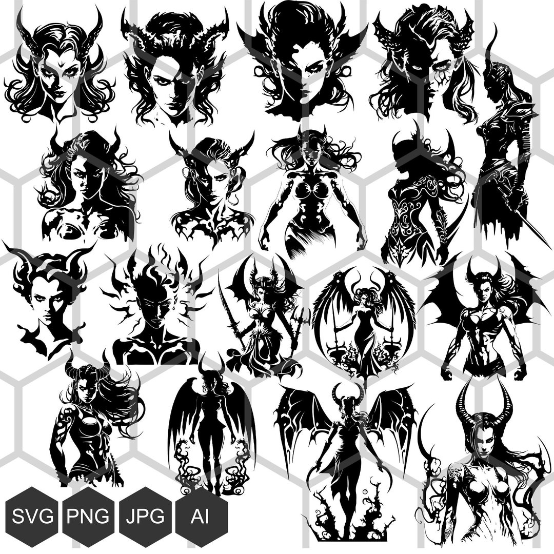 Demoness Succubus SVG Clipart: Gothic Occult Designs (digital Download ...