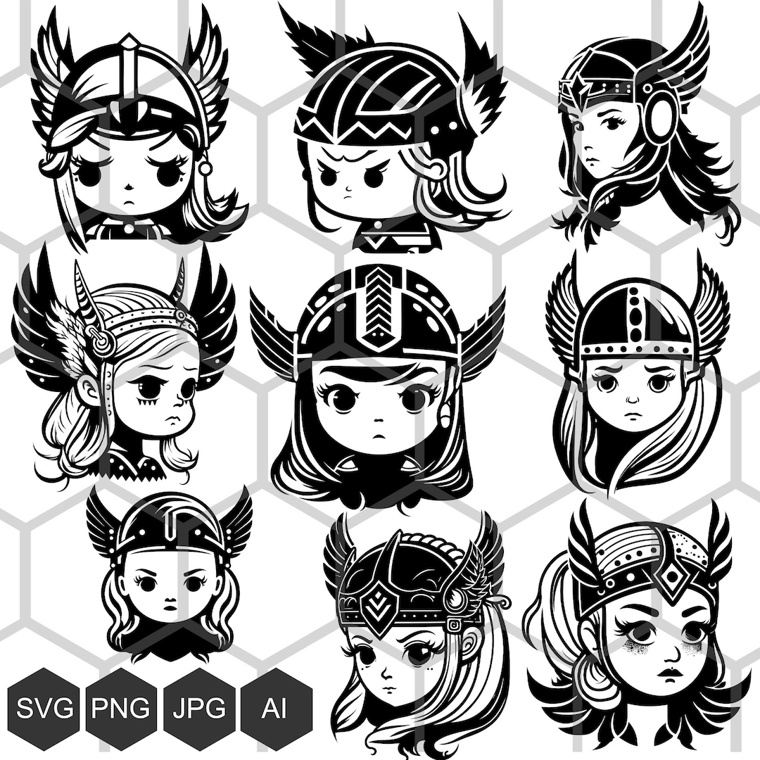 Valkyrie Bundle, Valkyrie Svg, Cute Valkyrie Svg, Scandinavian Svg ...