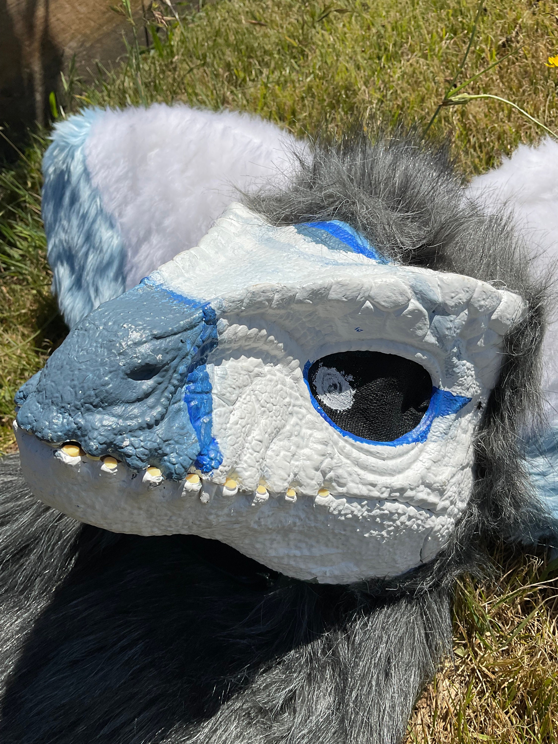 Blue Wave Dino Mask Furred - Etsy Australia