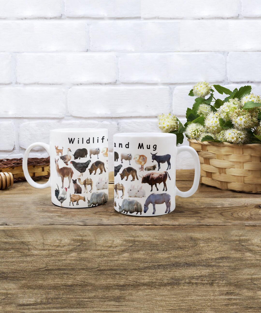 Farm Animal Mug, Pig Cow Chicken Horse, Farmyard Friends Wildlife ...