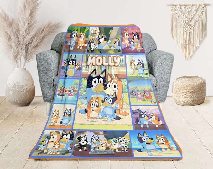 Bluey Kid Size Quilt Toddler Elementary Baby Blanket Throw Playmat - Etsy