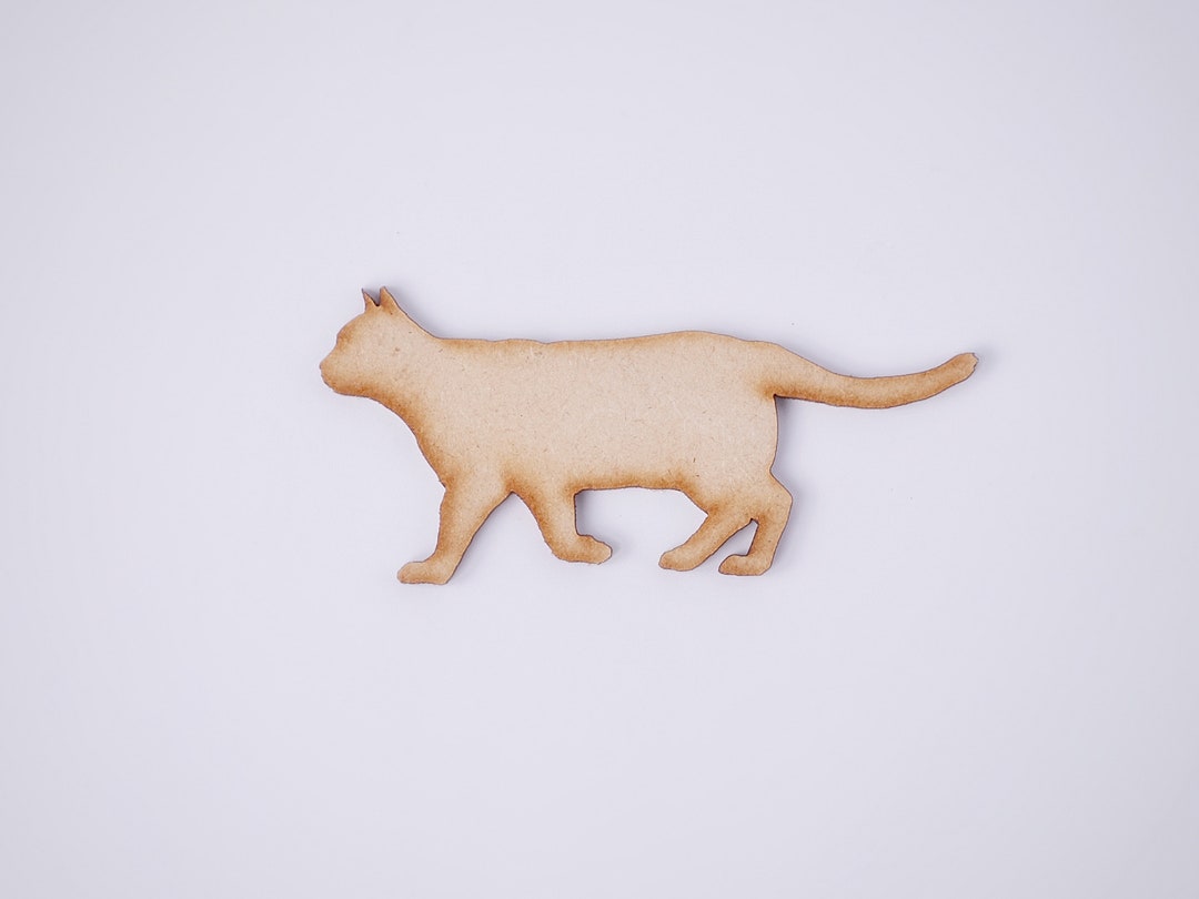 Wooden 3mm MDF Walking Cat Shapes Laser Cut Pet Craft Element, House ...