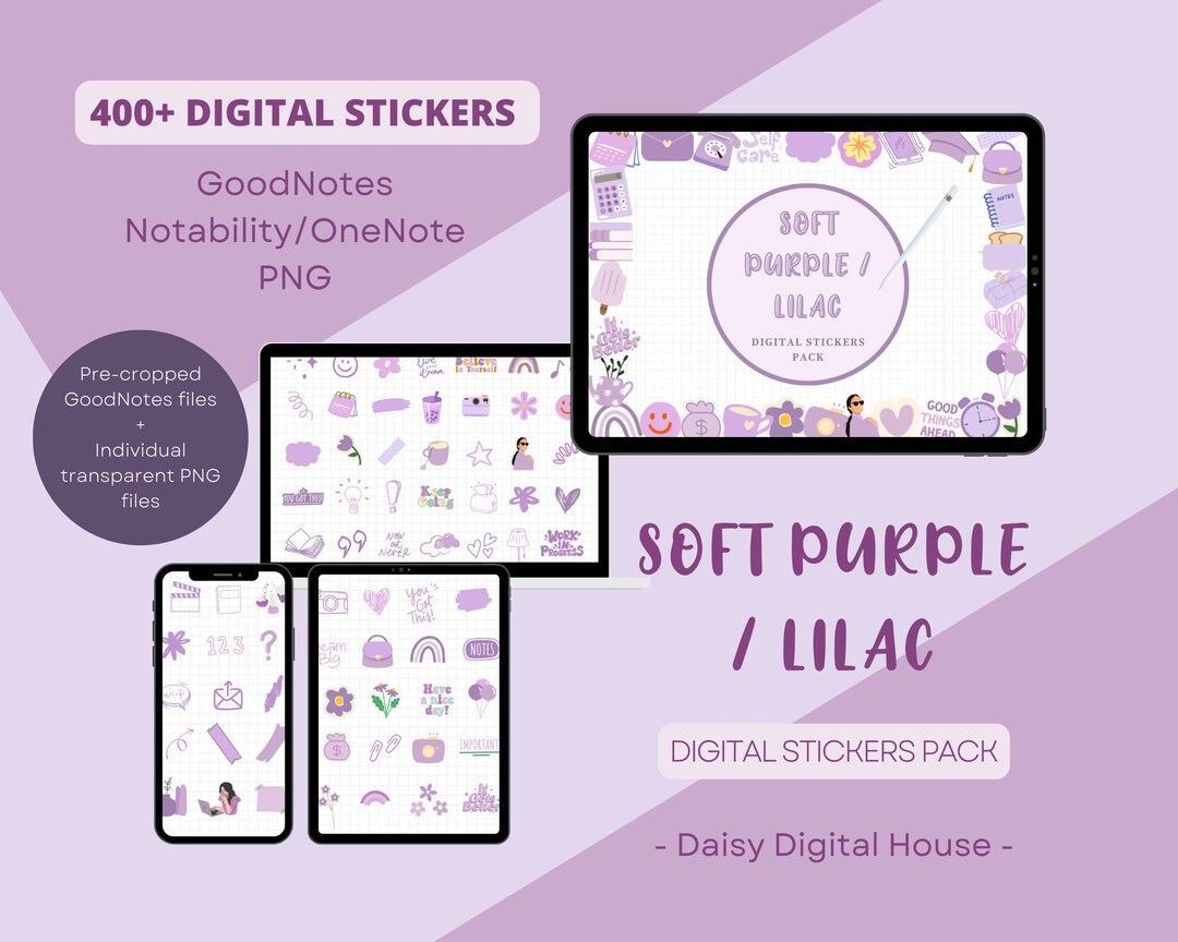 400+ Soft Purple/lilac Theme Digital Stickers, Digital Planner, Pre ...