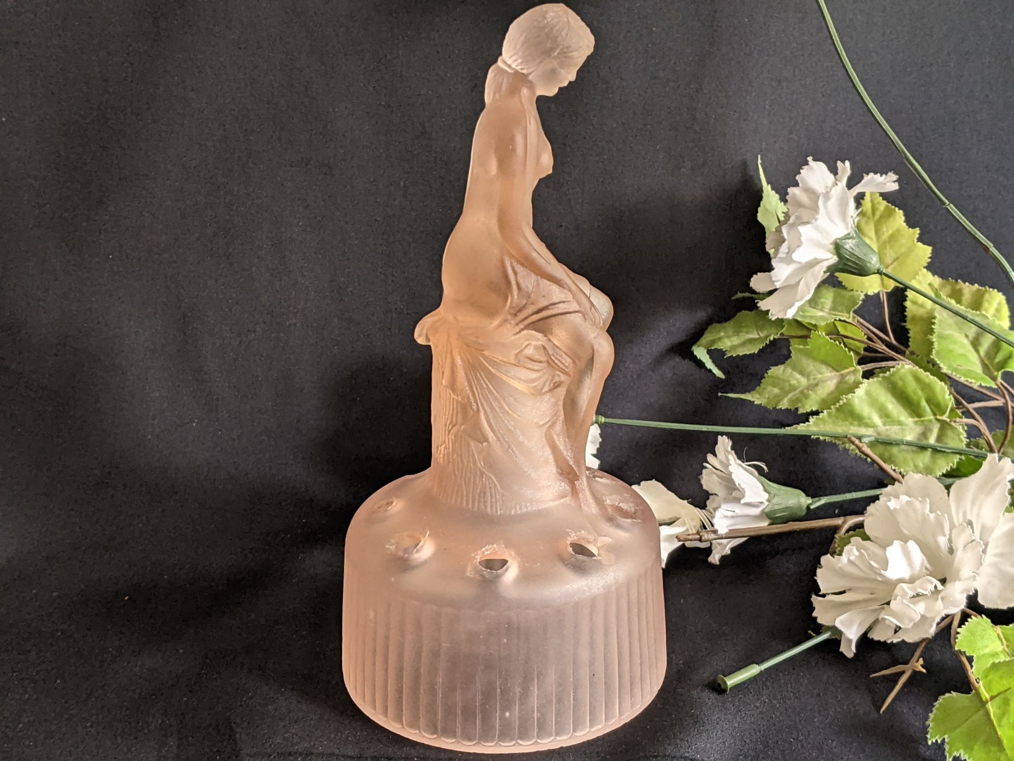 Sowerby Art Deco Frosted Pink Glass Nude Lady Figurine Flower Frog - Etsy