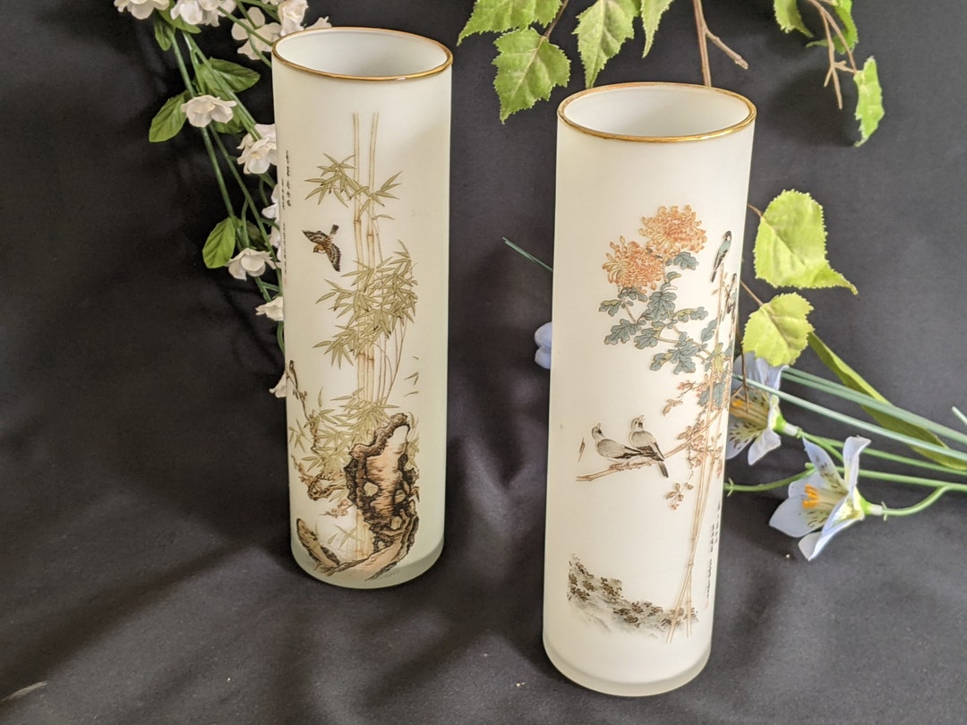 Pair Bond Ware Japanese White Satin Glass Vases - Etsy