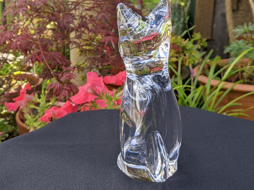 Daum Crystal Sitting Cat Sculpture Figurine - Etsy