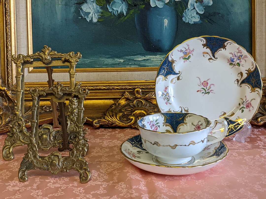 Vintage Tuscan Blue & White Batwing Bone China Tea Trio - Etsy
