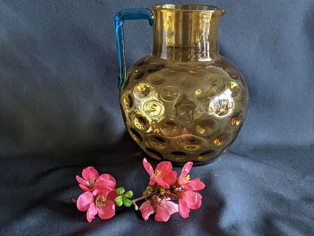 Victorian Amber Dimple Glass Water Jug - Pitcher - Etsy