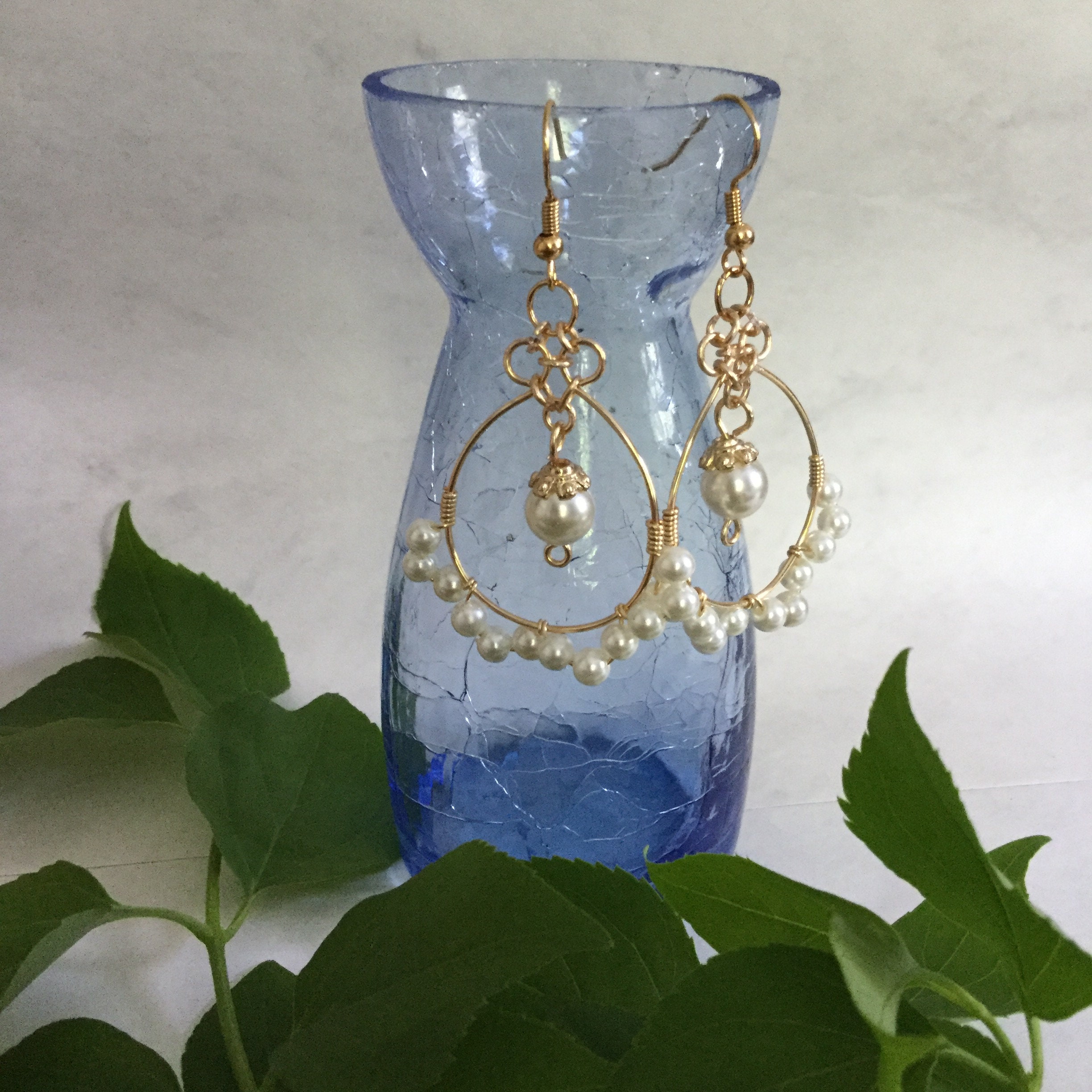 Pearl and Gold Wire-wrapped Teardrop Hoop Earrings (mommy & Me) - Etsy